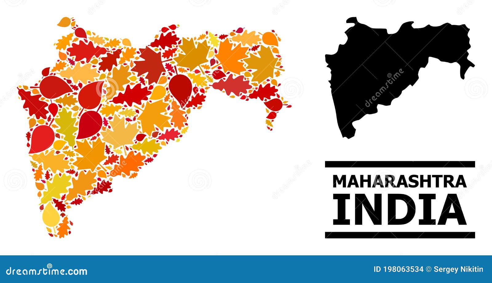 Maharashtra State Map Lettering In English Text In Golden Color ...