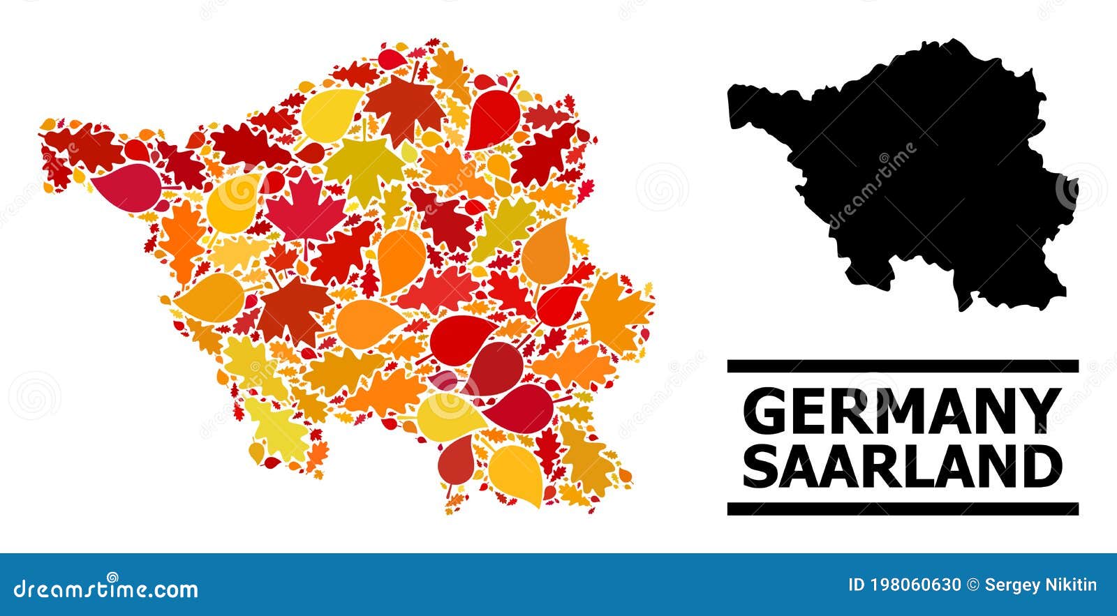 Saarland State Map, Germany, Vector Map Silhouette. Stock Illustration ...