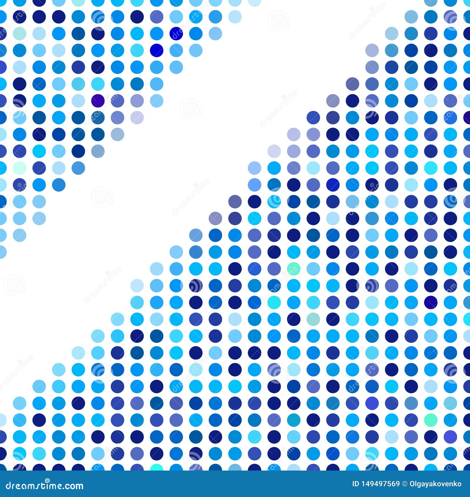 Mosaic Background Random Dark and Light Blue Circles, Vector Pattern of ...