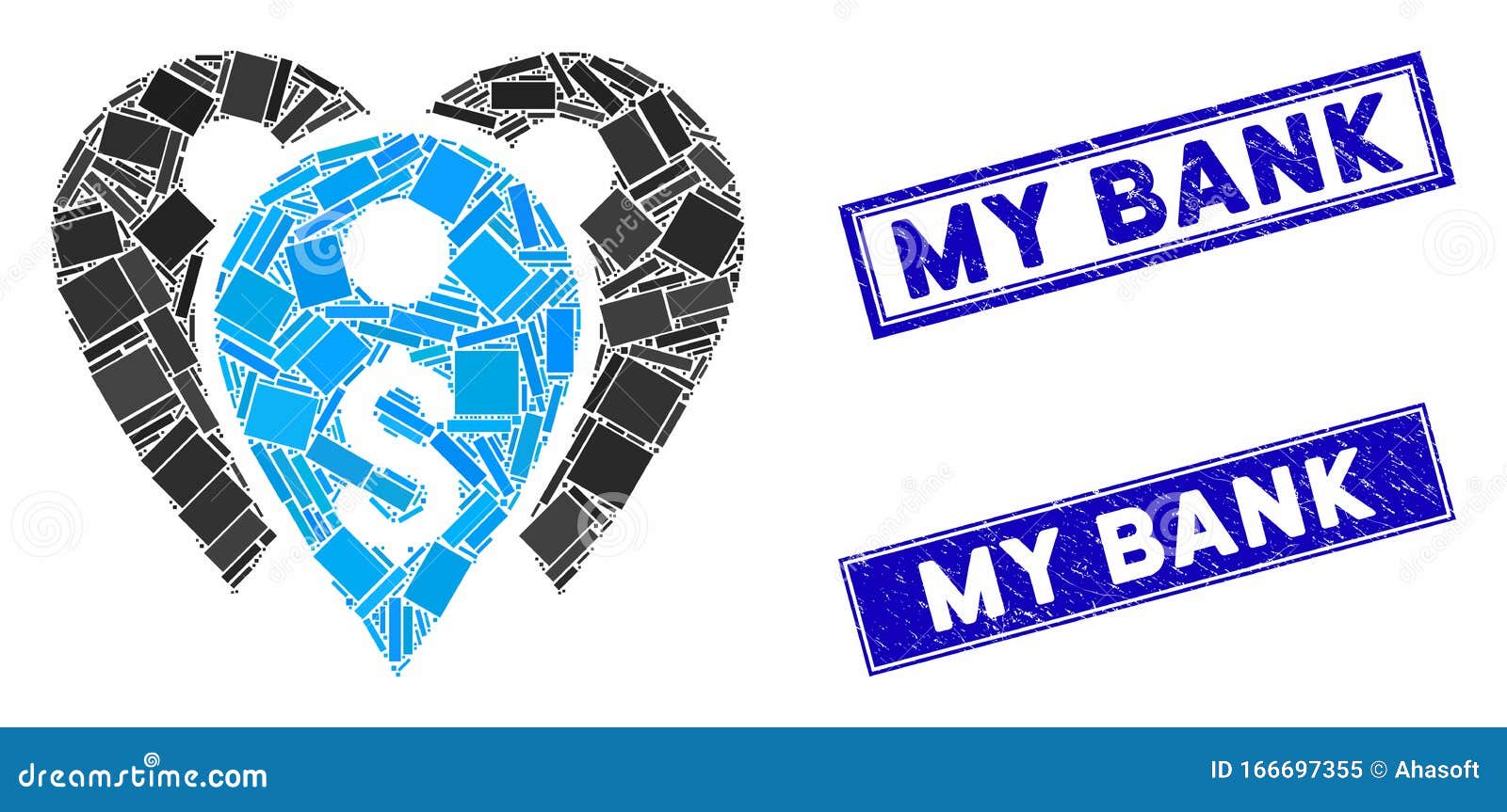 Bank Marks Mosaic and Scratched Rectangle Stamps Stock Vector ...