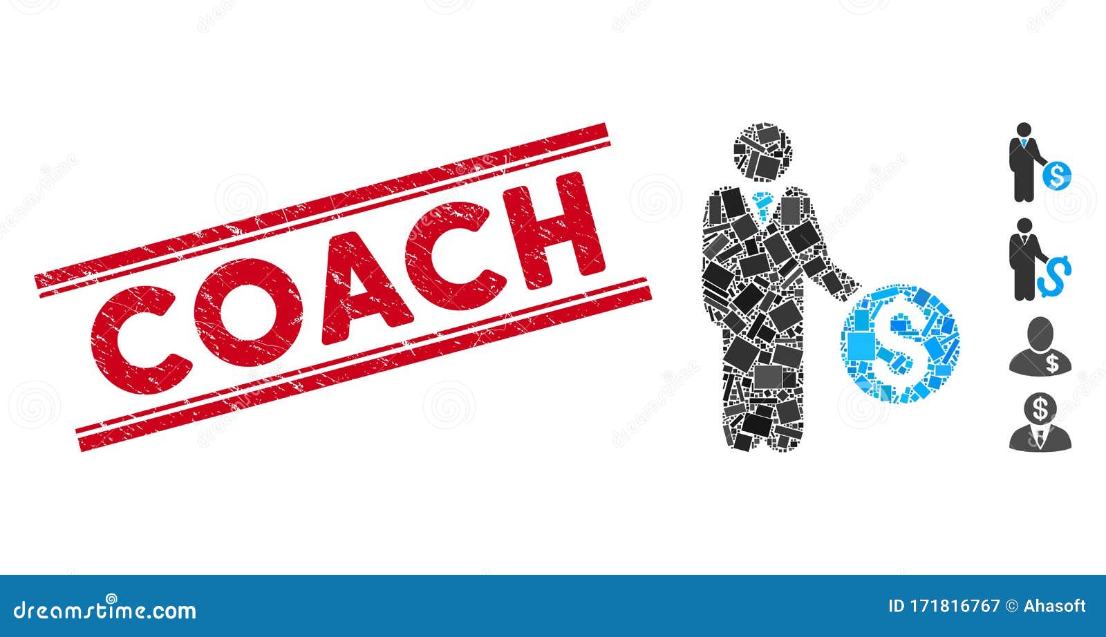 Banker Mosaic and Scratched Coach Stamp Seal with Lines Stock Vector ...