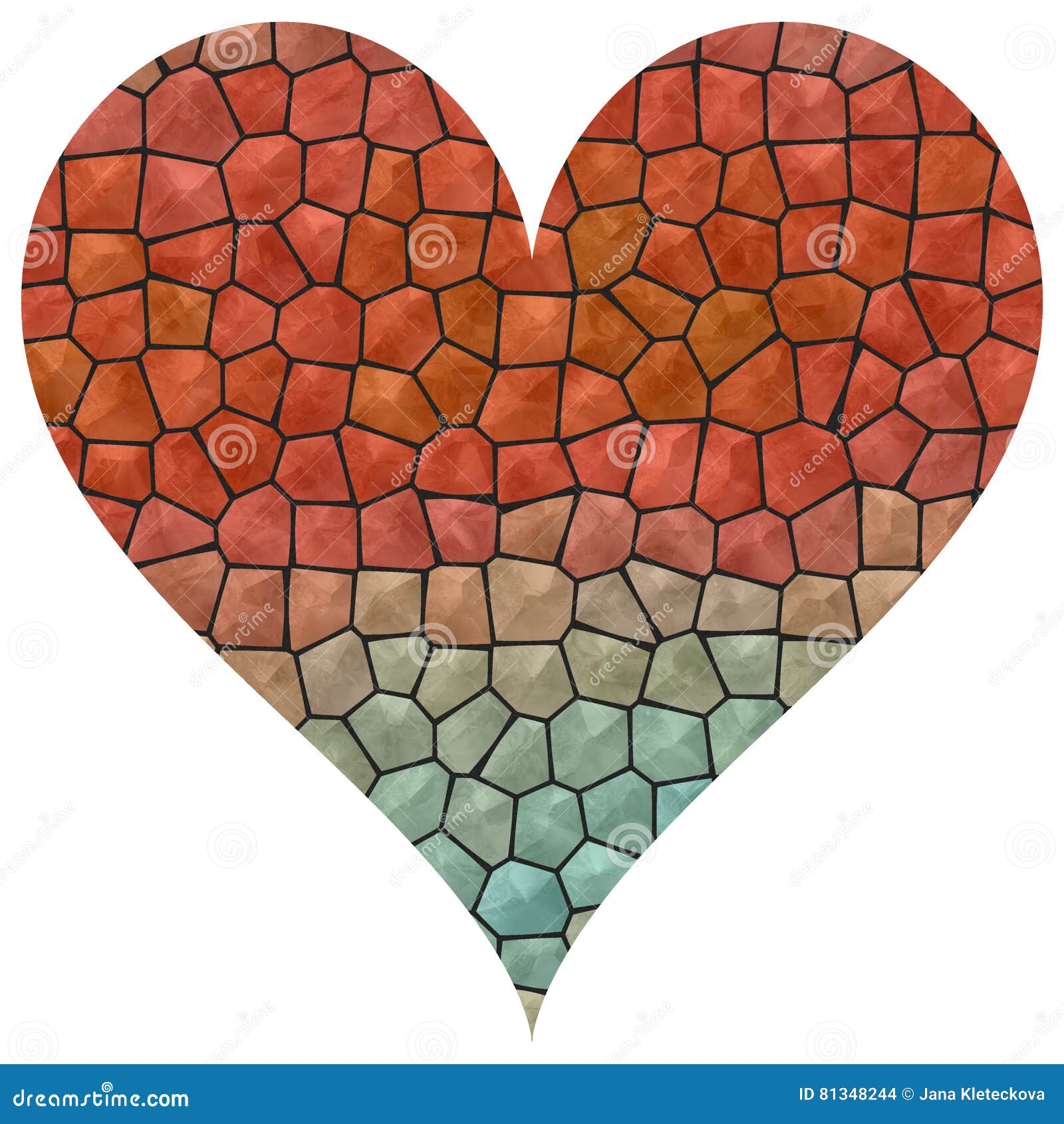 Mosaic Big Red and Azure Heart Stock Illustration - Illustration of ...