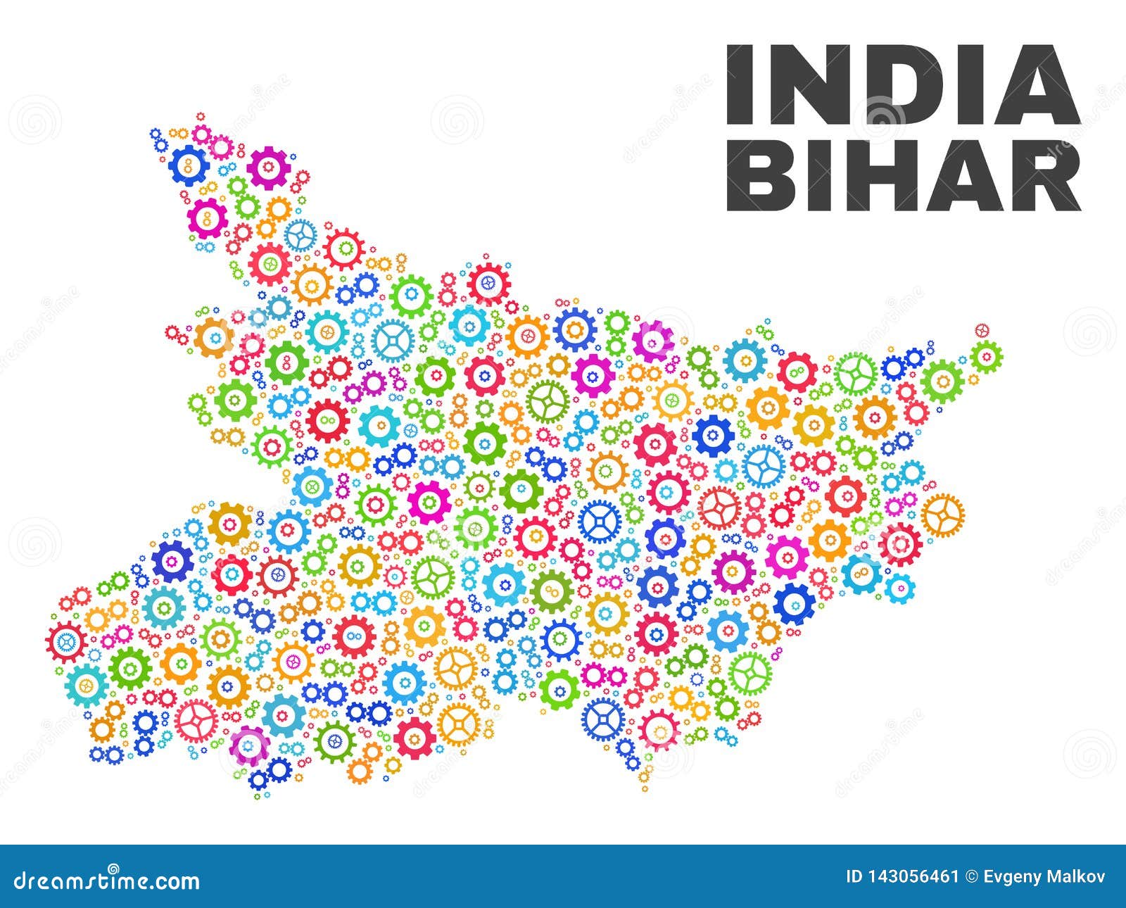 Mosaic Bihar State Map of Gearwheel Elements Stock Vector ...
