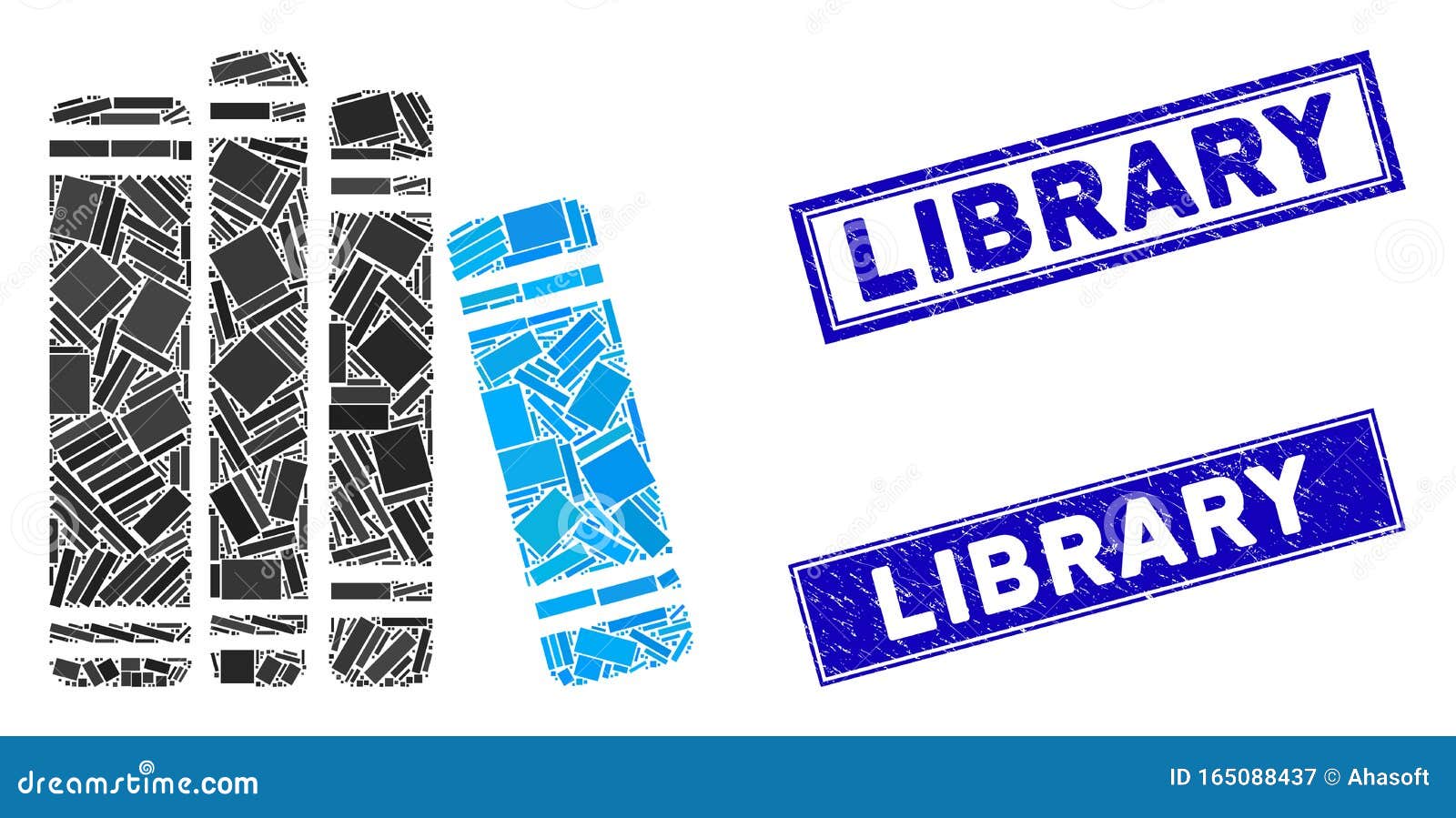 Book Library Mosaic and Grunge Rectangle Library Stamp Seals Stock ...