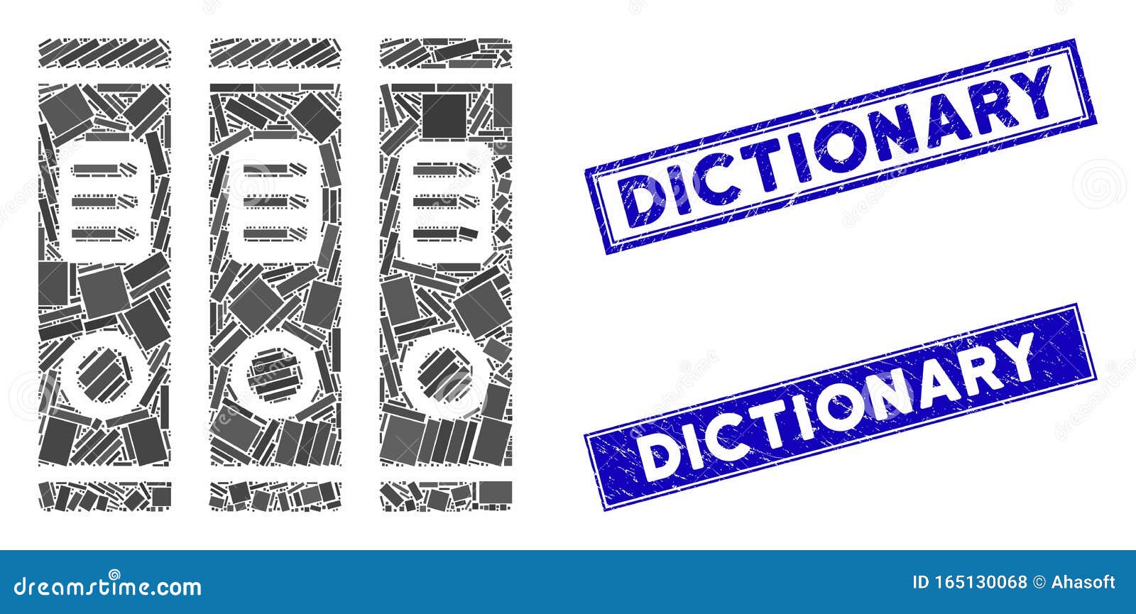 Books Mosaic and Distress Rectangle Dictionary Watermarks Stock Vector ...