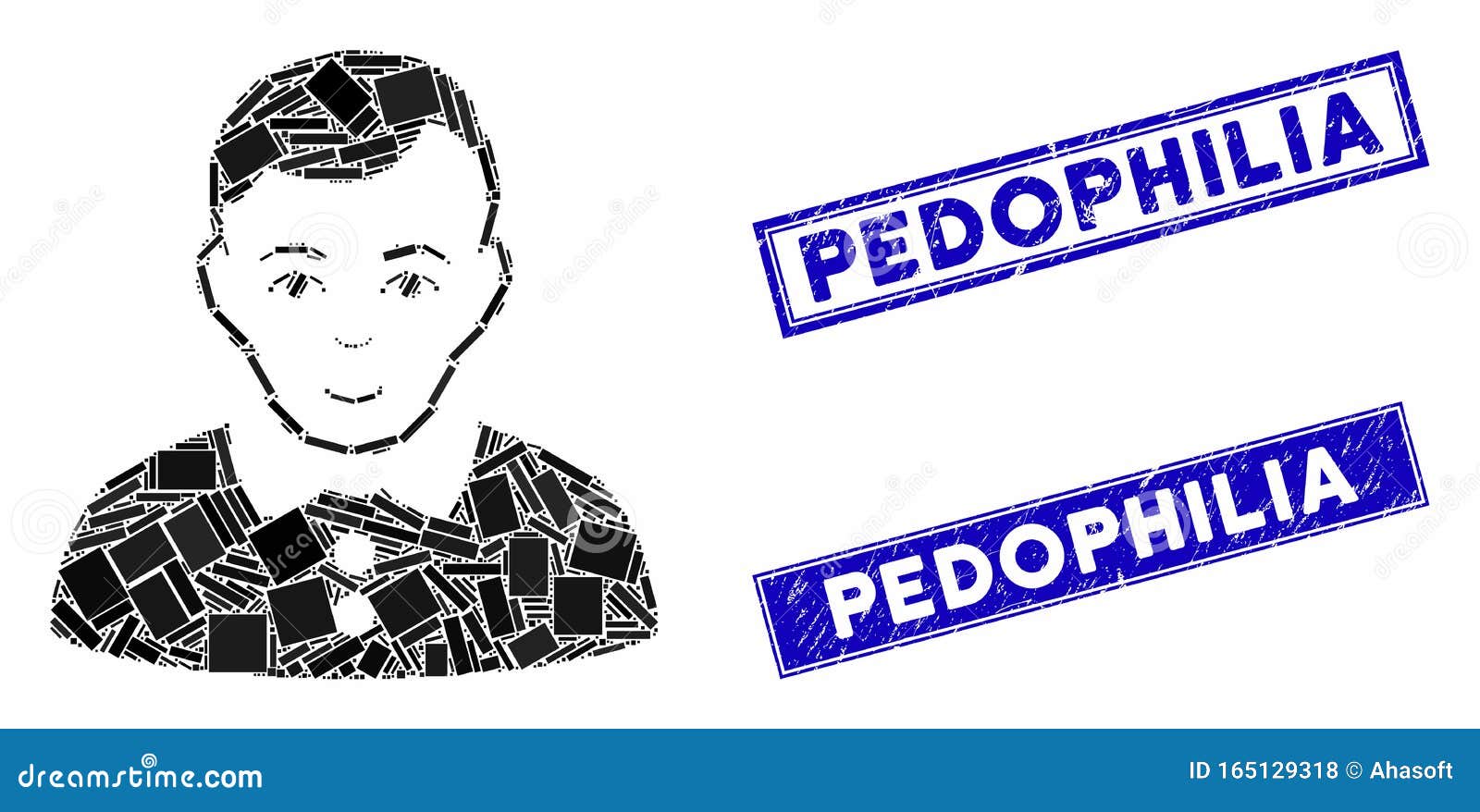 Boy Mosaic and Distress Rectangle Pedophilia Seals Stock Vector ...