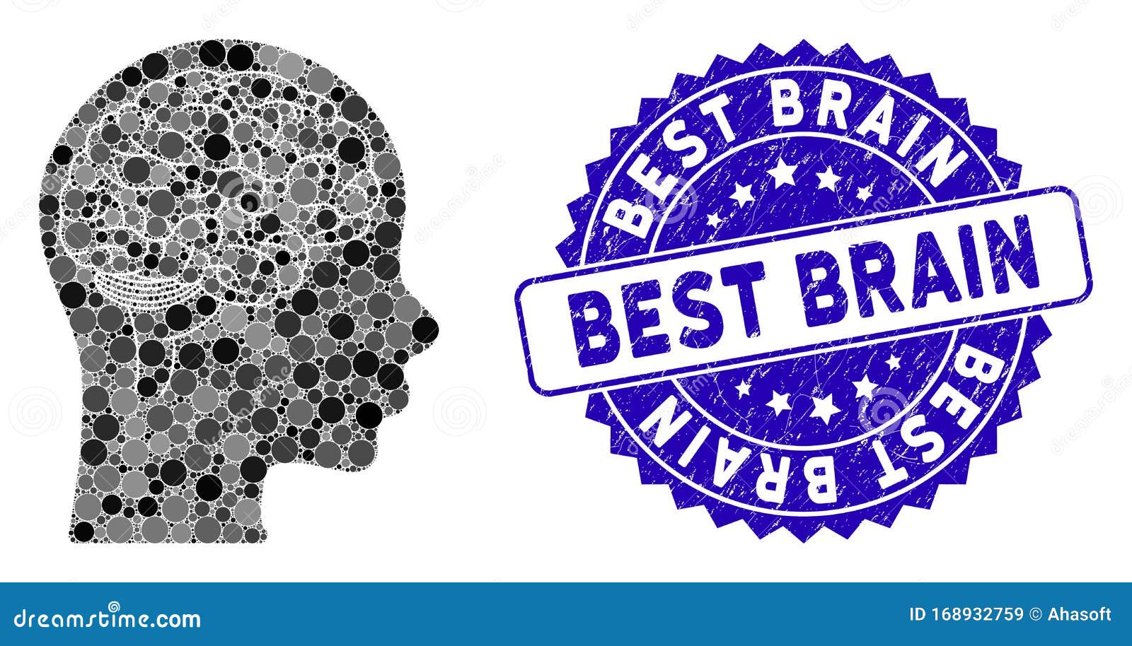 Mosaic Brain With Distress Memorize Stamp Vector Illustration ...