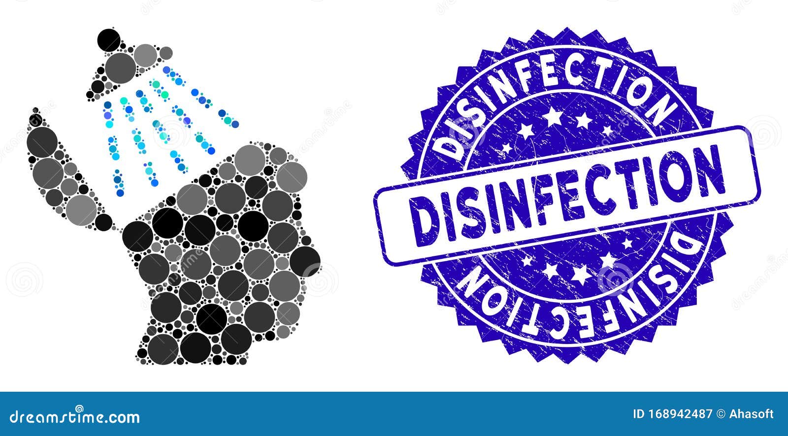 Mosaic Brain Washing Icon with Textured Disinfection Stamp Stock Vector ...