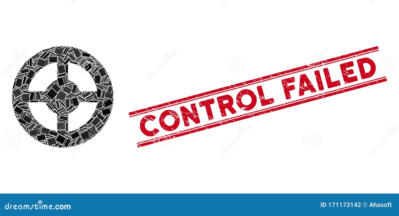 Brass Blank Wheel Mosaic and Scratched Control Failed Seal with Lines ...