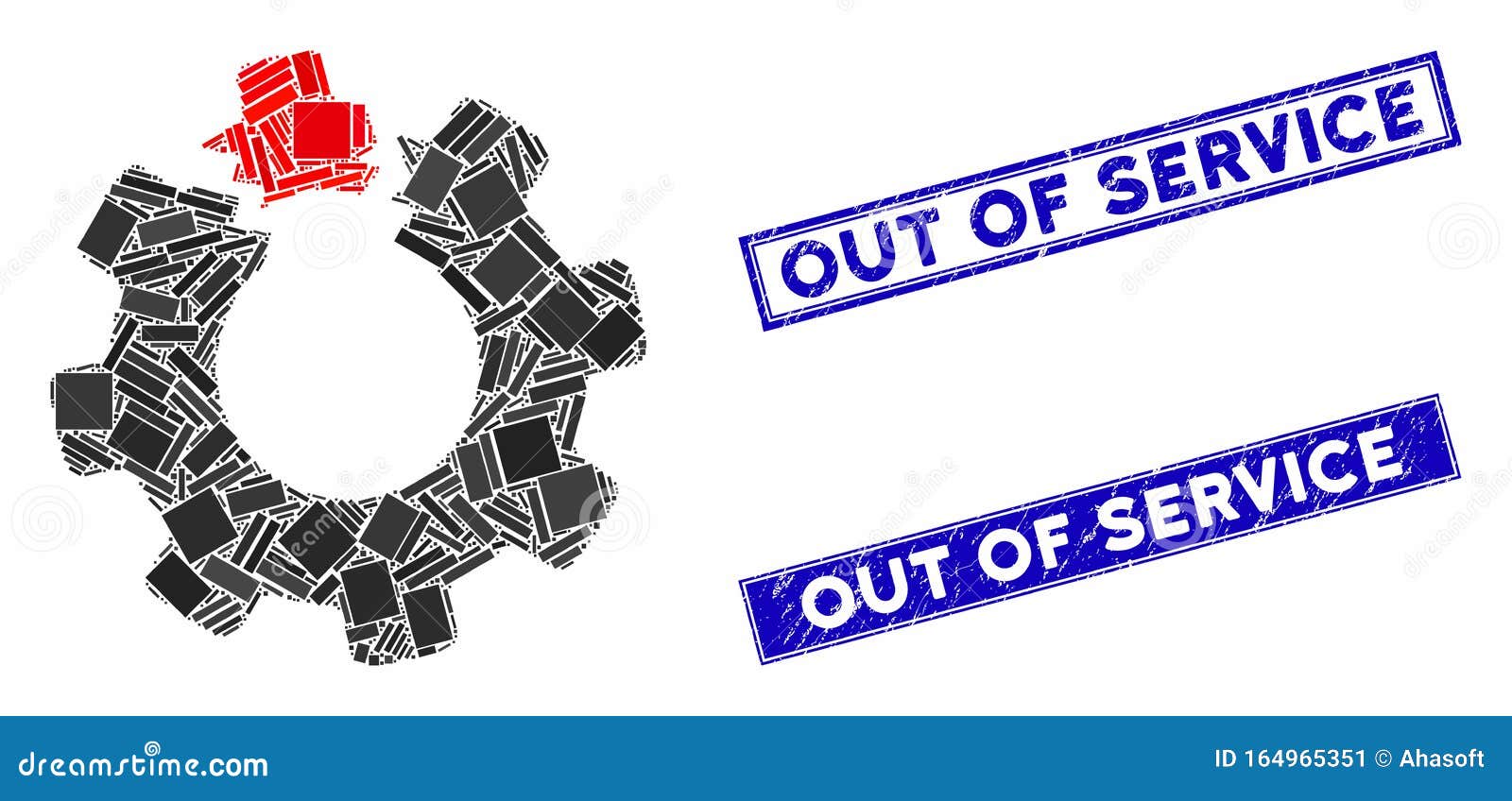 Broken Cog Mosaic and Distress Rectangle Stamps Stock Illustration ...