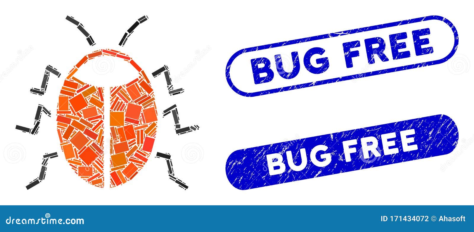 Rectangle Mosaic Bug with Distress Bug Free Stamps Stock Vector ...