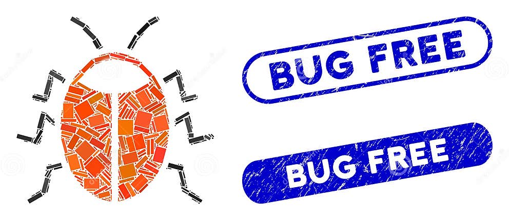 Rectangle Mosaic Bug with Distress Bug Free Stamps Stock Vector ...