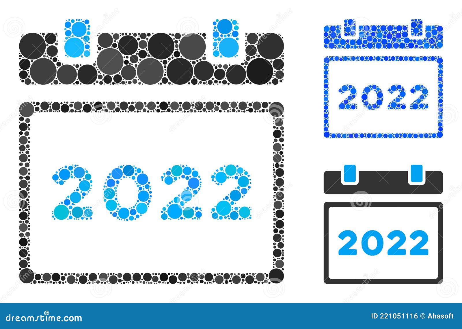 Circle 2022 Calendar Icon Mosaic Stock Illustration - Illustration of ...