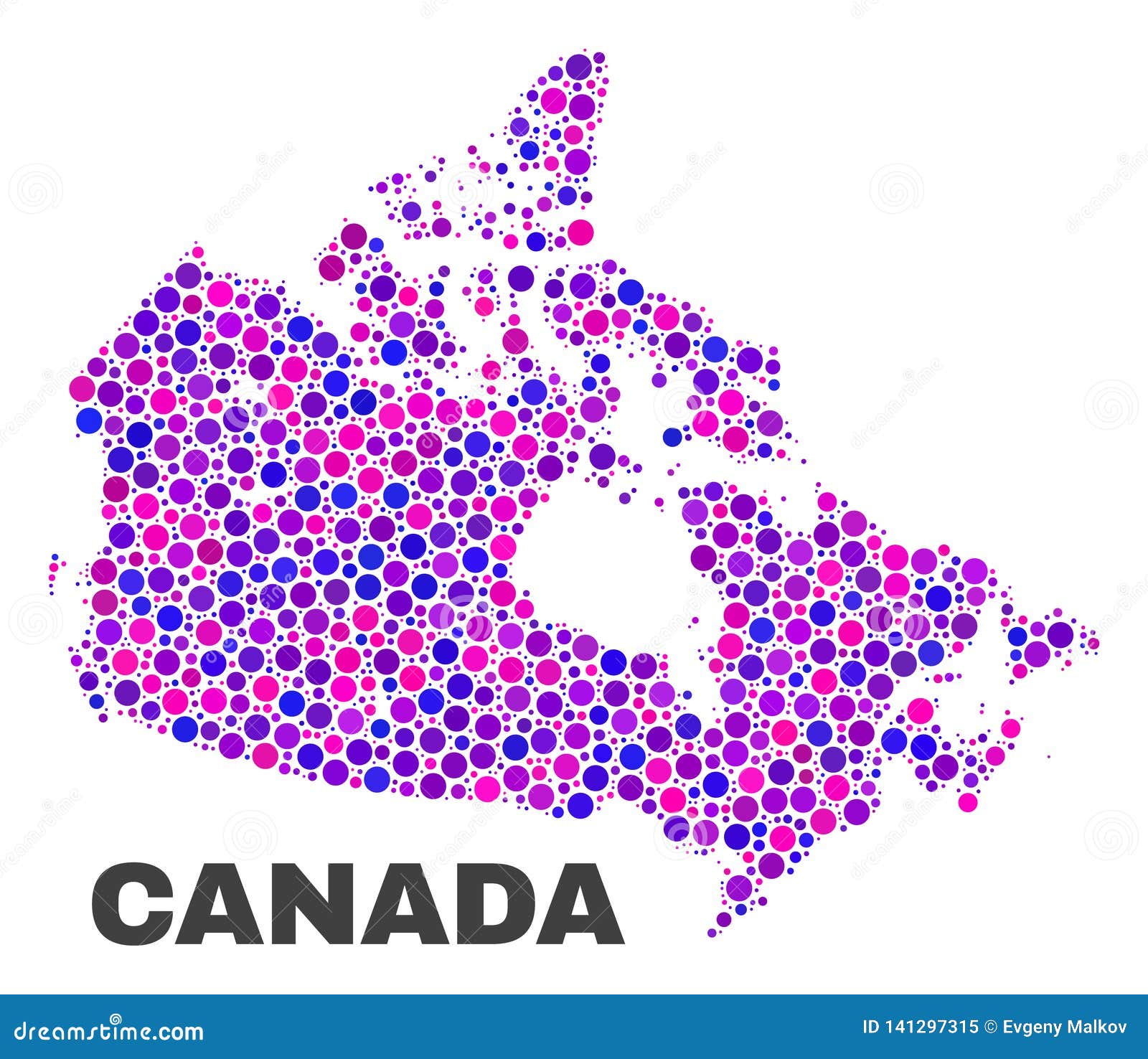 Mosaic Canada Map of Round Elements Stock Vector - Illustration of ...