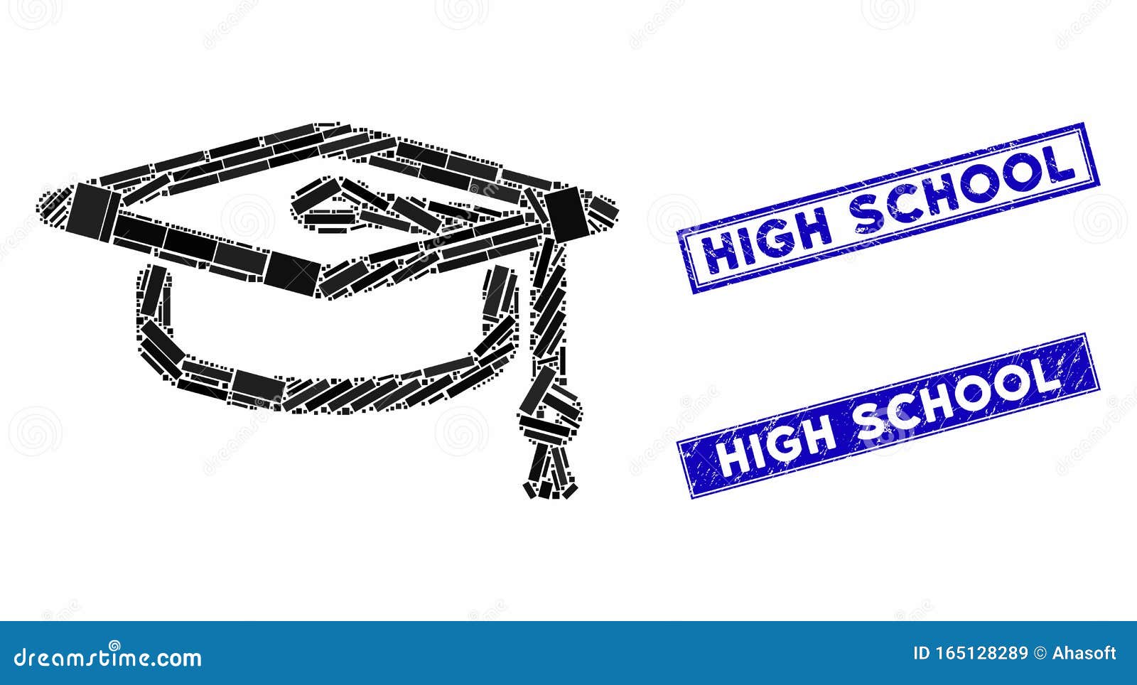 Cap Graduate Mosaic and Grunge Rectangle High School Watermarks Stock ...
