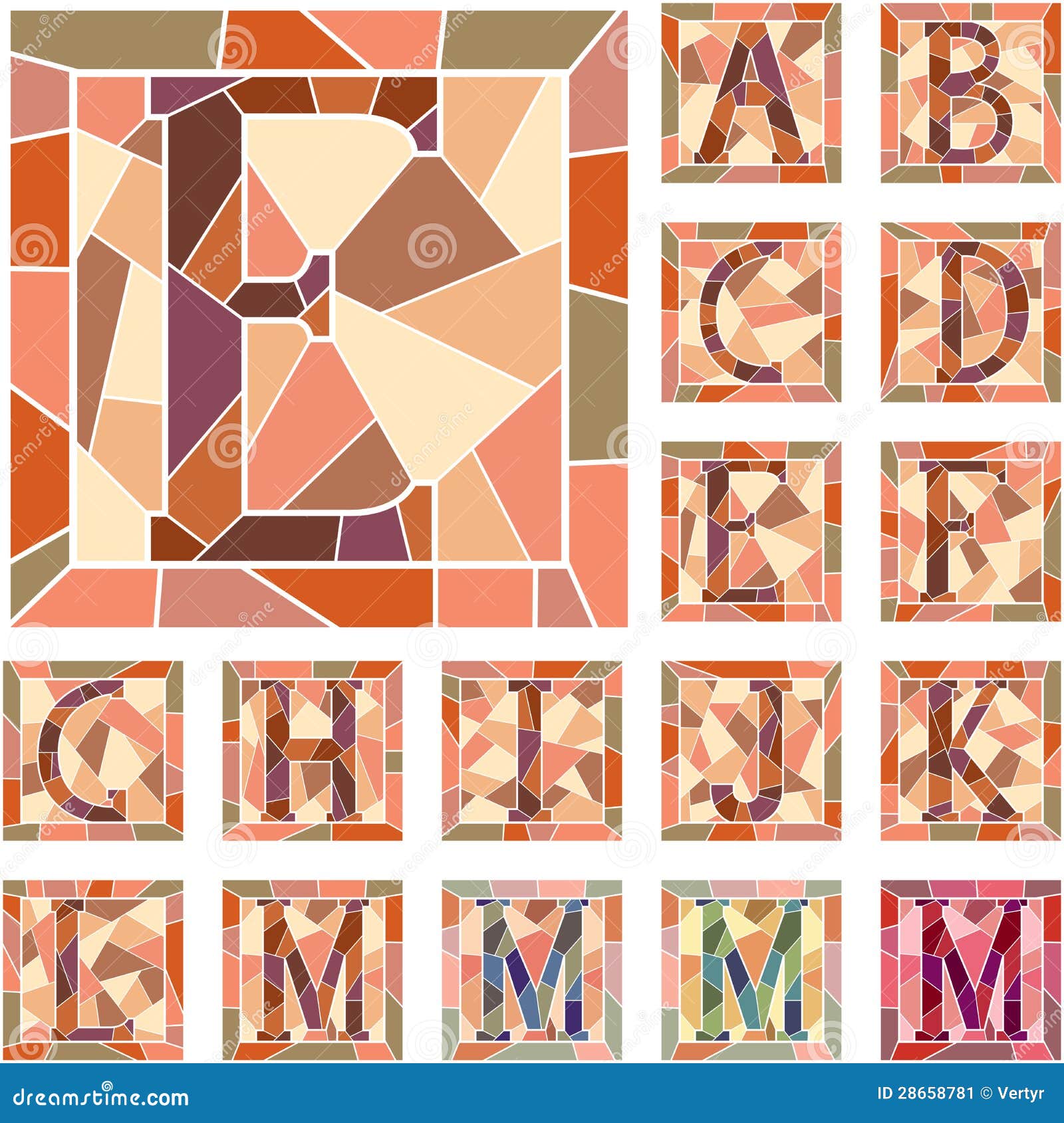 Mosaic Art Alphabet Letter With Angel Wing Cartoon Vector ...
