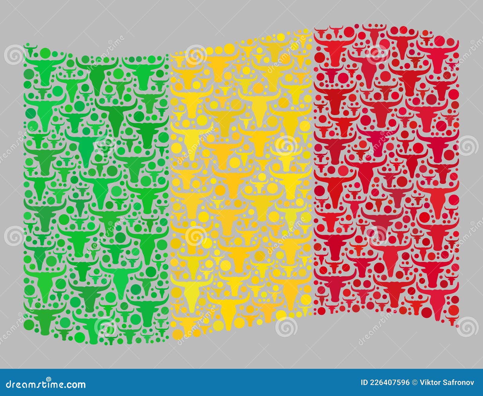 Cattle Waving Mali Flag - Collage with Bull Symbols Stock Vector ...
