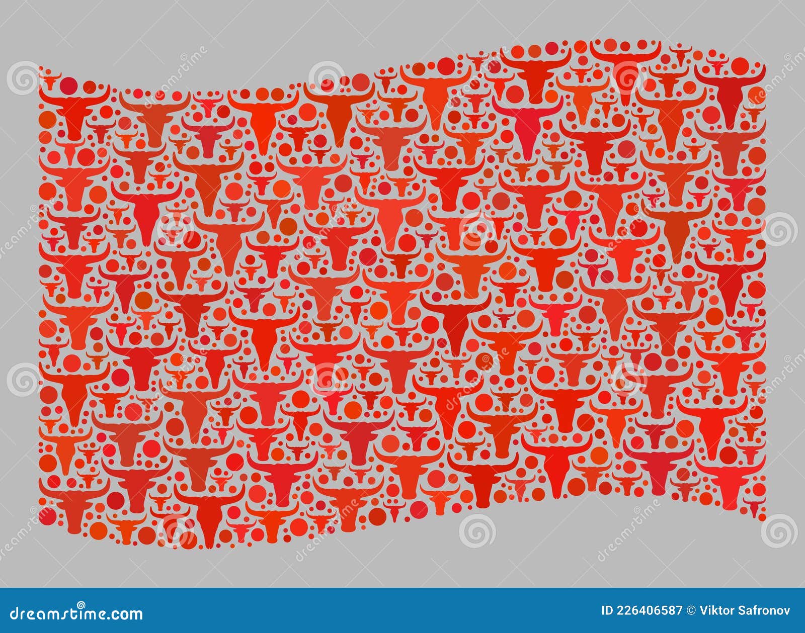 Cattle Waving Red Flag - Mosaic of Bull Head Icons Stock Vector ...