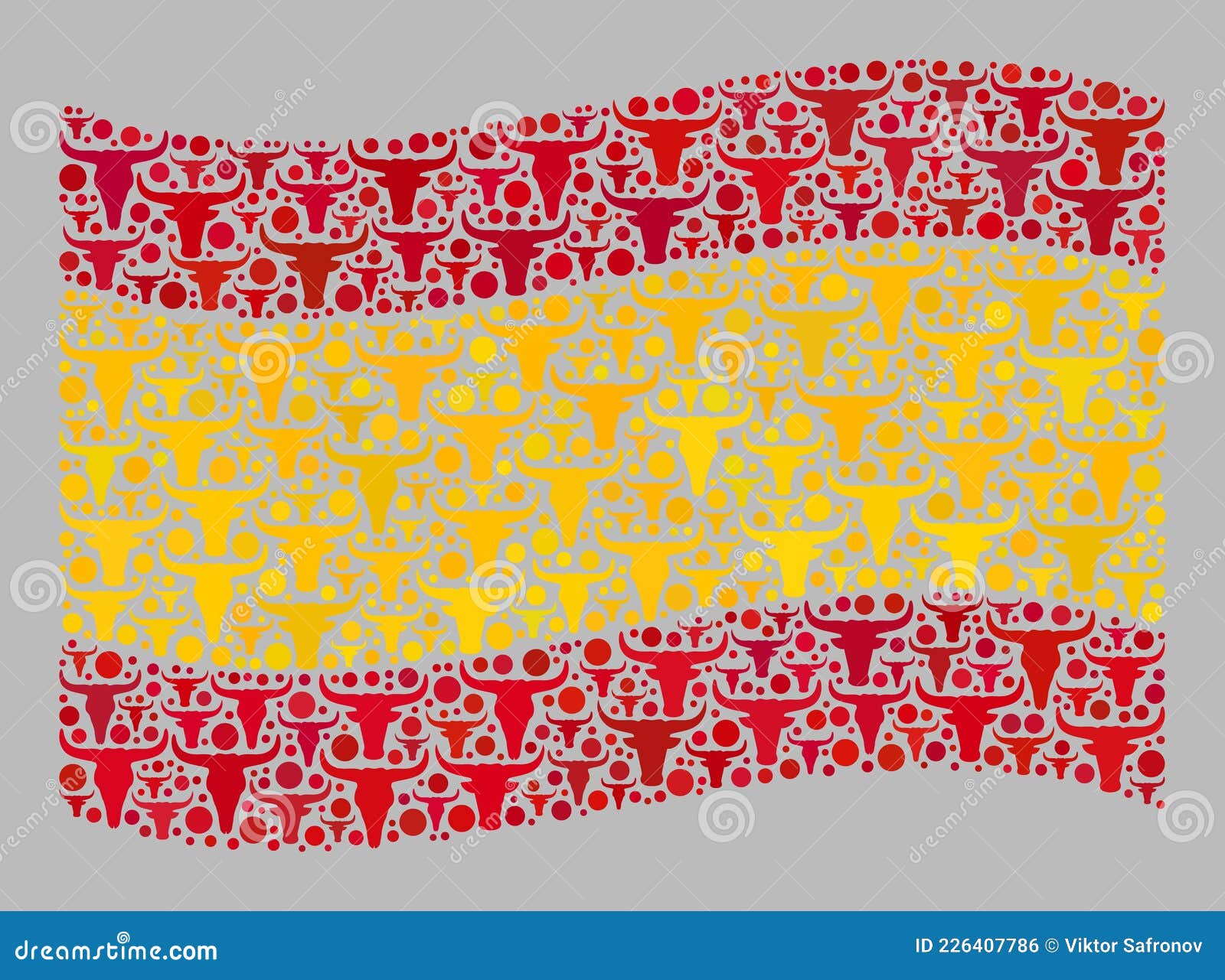 Cattle Waving Spain Flag - Collage with Bull Head Icons Stock Vector ...