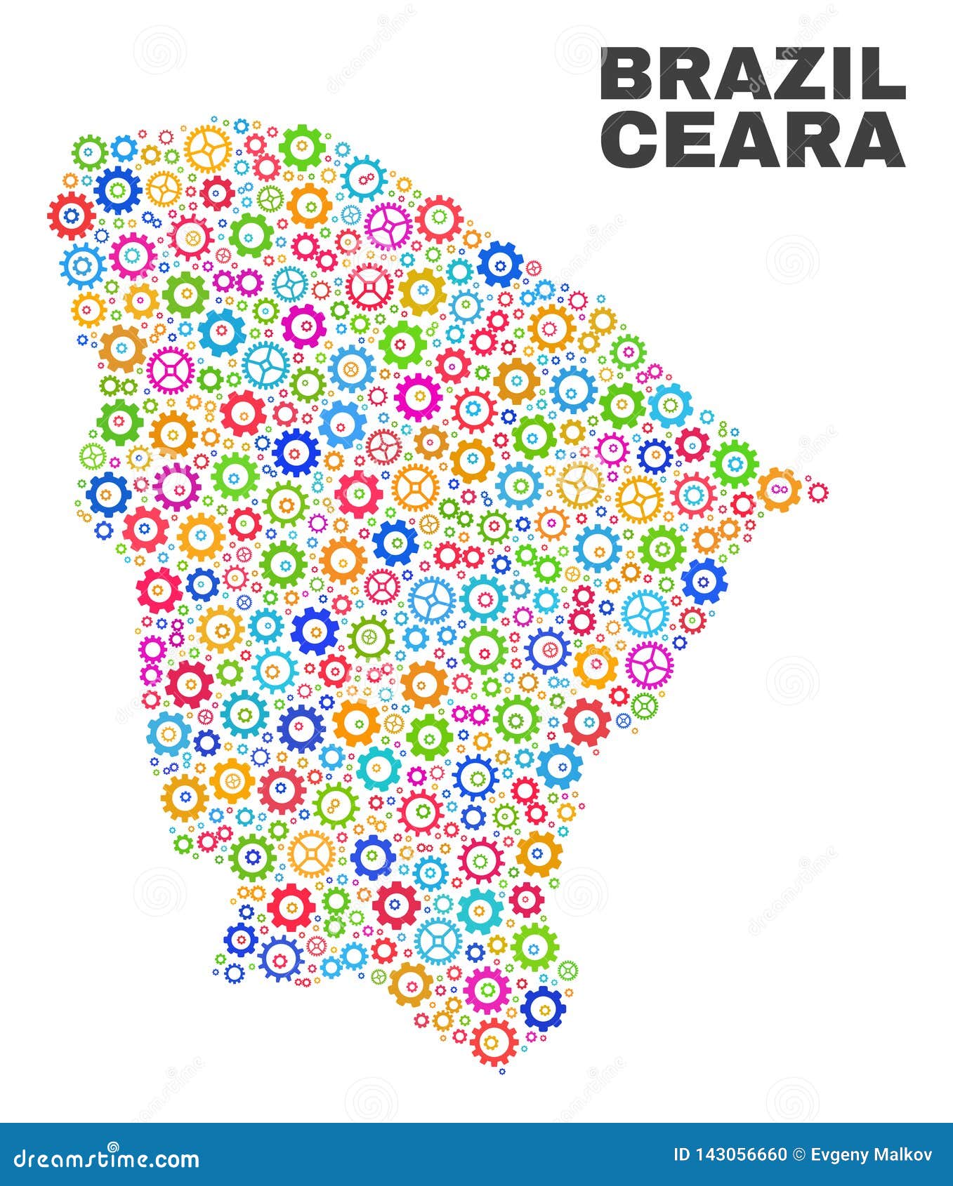Mosaic Ceara State Map of Cogwheel Elements Stock Vector - Illustration ...