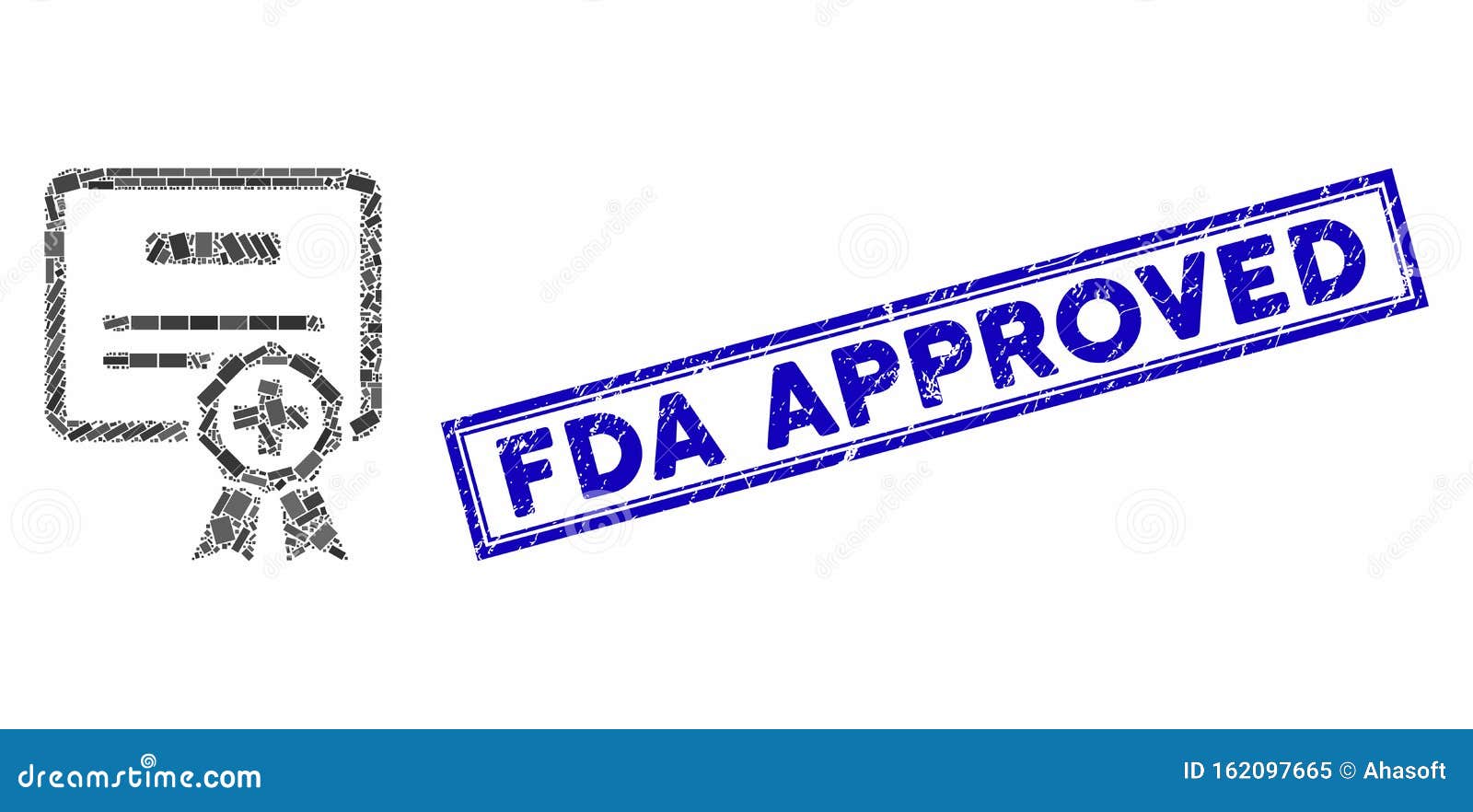 Rectangle Mosaic Certification with Scratched FDA Approved Seal Stock ...