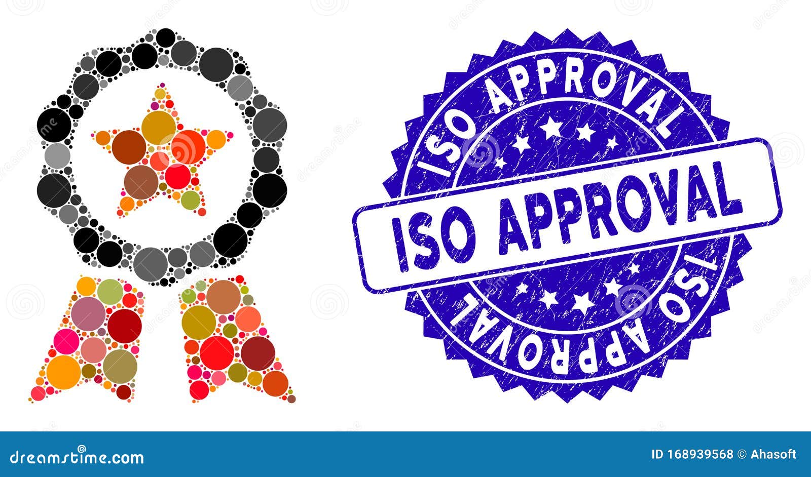 Collage Certification Seal Icon with Distress ISO Approval Stamp Stock ...
