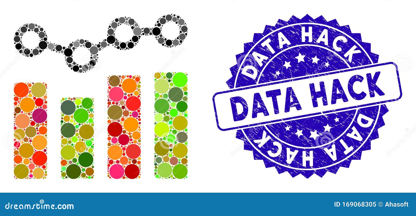Mosaic Chart Trend Icon with Scratched Data Hack Stamp Stock Vector ...