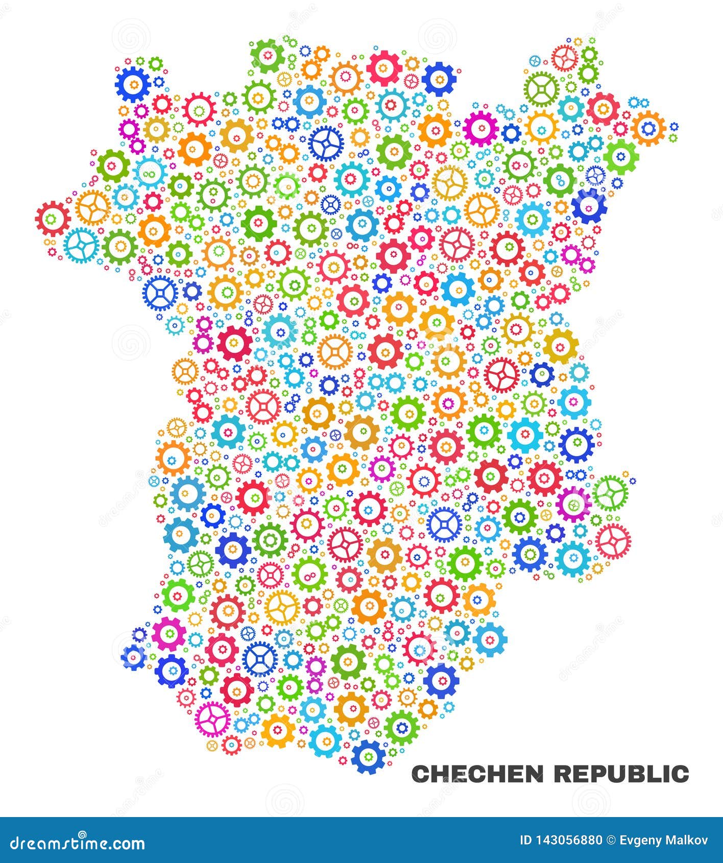 Mosaic Chechen Republic Map of Gear Elements Stock Vector ...