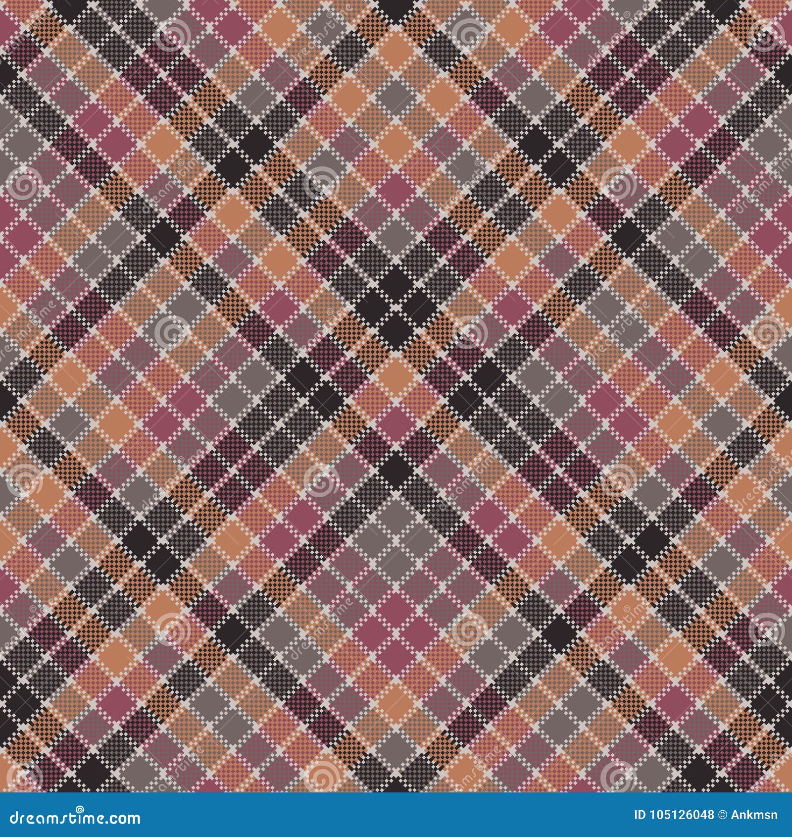 Mosaic Check Plaid Pixel Fabric Texture Seamless Pattern Stock Vector ...