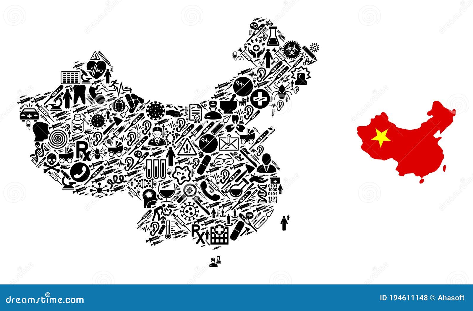 Mosaic China Map of Health Care Symbols Stock Vector - Illustration of ...