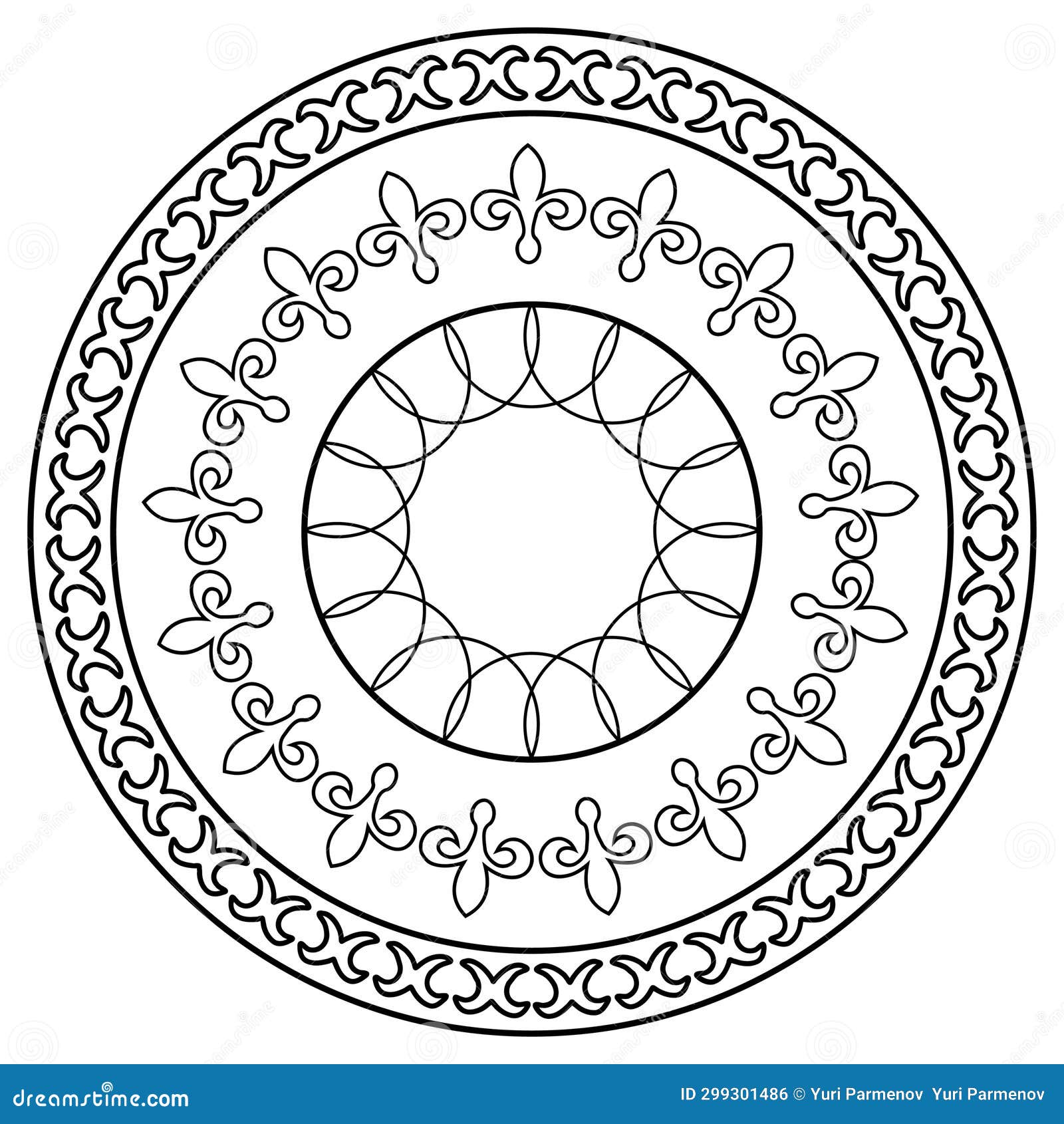 Mosaic Classic Medallion. Circle Ornate Pattern. Abstract Fleur-de-lis ...