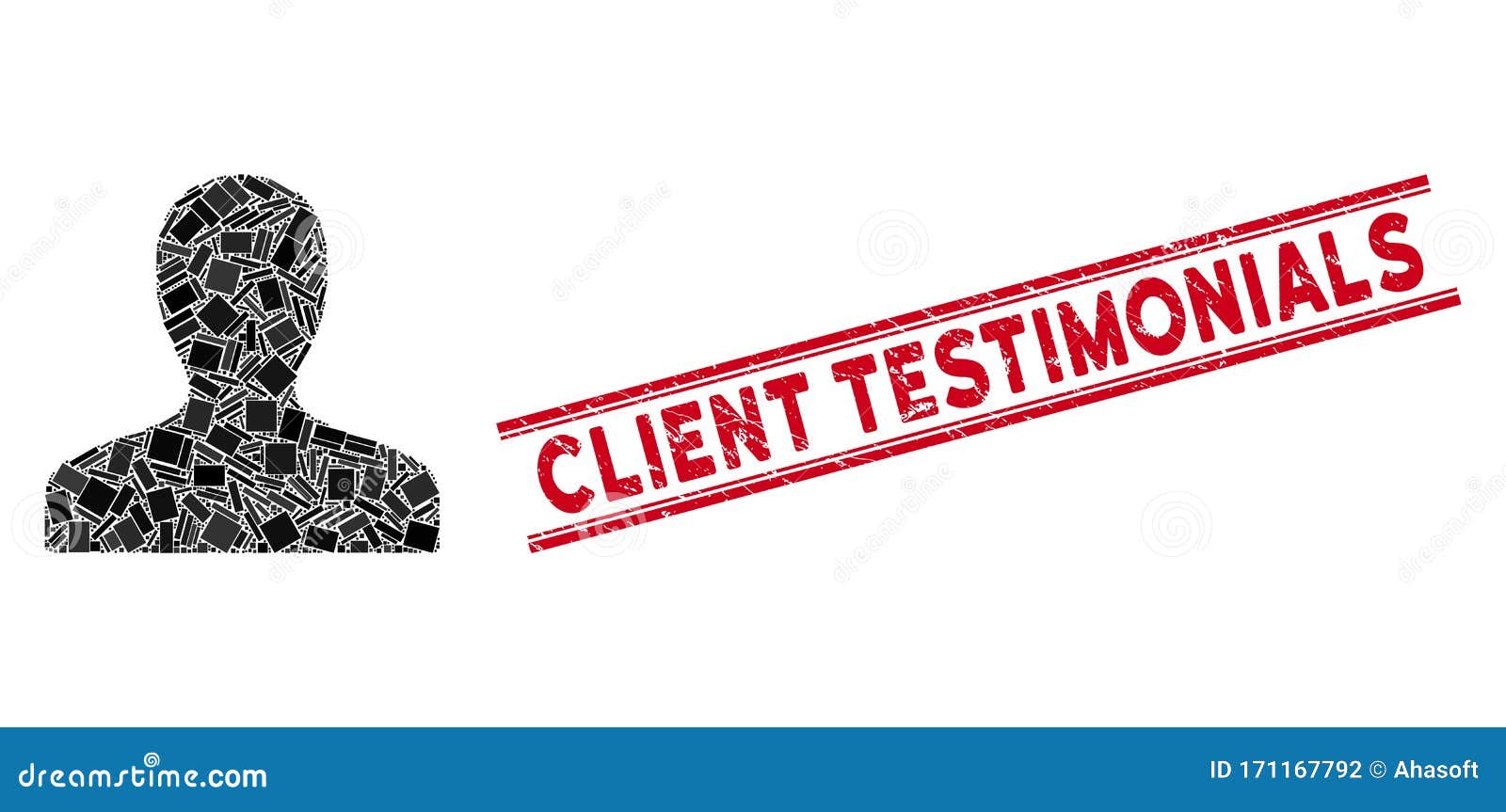 Client Mosaic and Distress Client Testimonials Seal with Lines Stock ...