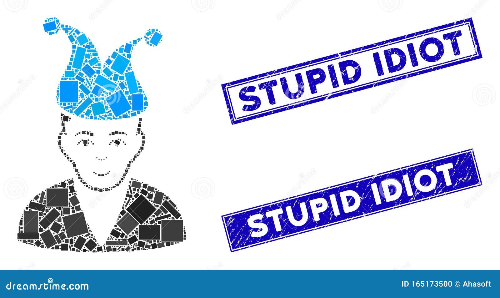 Clown Mosaic and Grunge Rectangle Stupid Idiot Stamps Stock Vector ...
