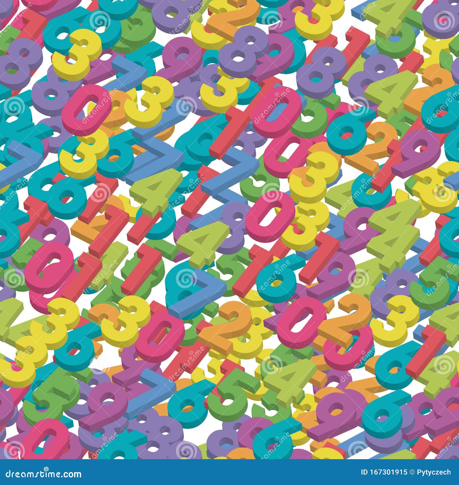 Mosaic of Colorful 3D Digits. Background of Numbers Stock Vector ...