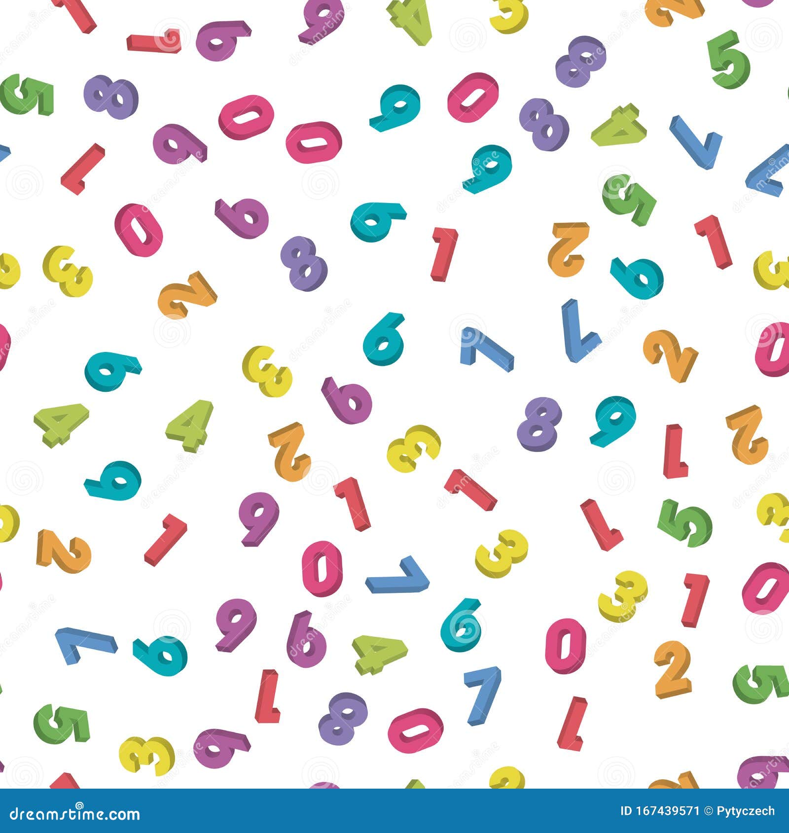 Mosaic of Colorful 3D Digits. Background of Numbers Stock Vector ...