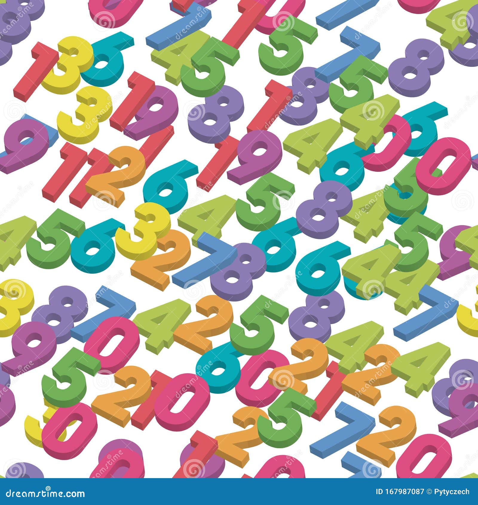 Mosaic of Colorful 3D Digits. Background of Numbers Stock Vector ...