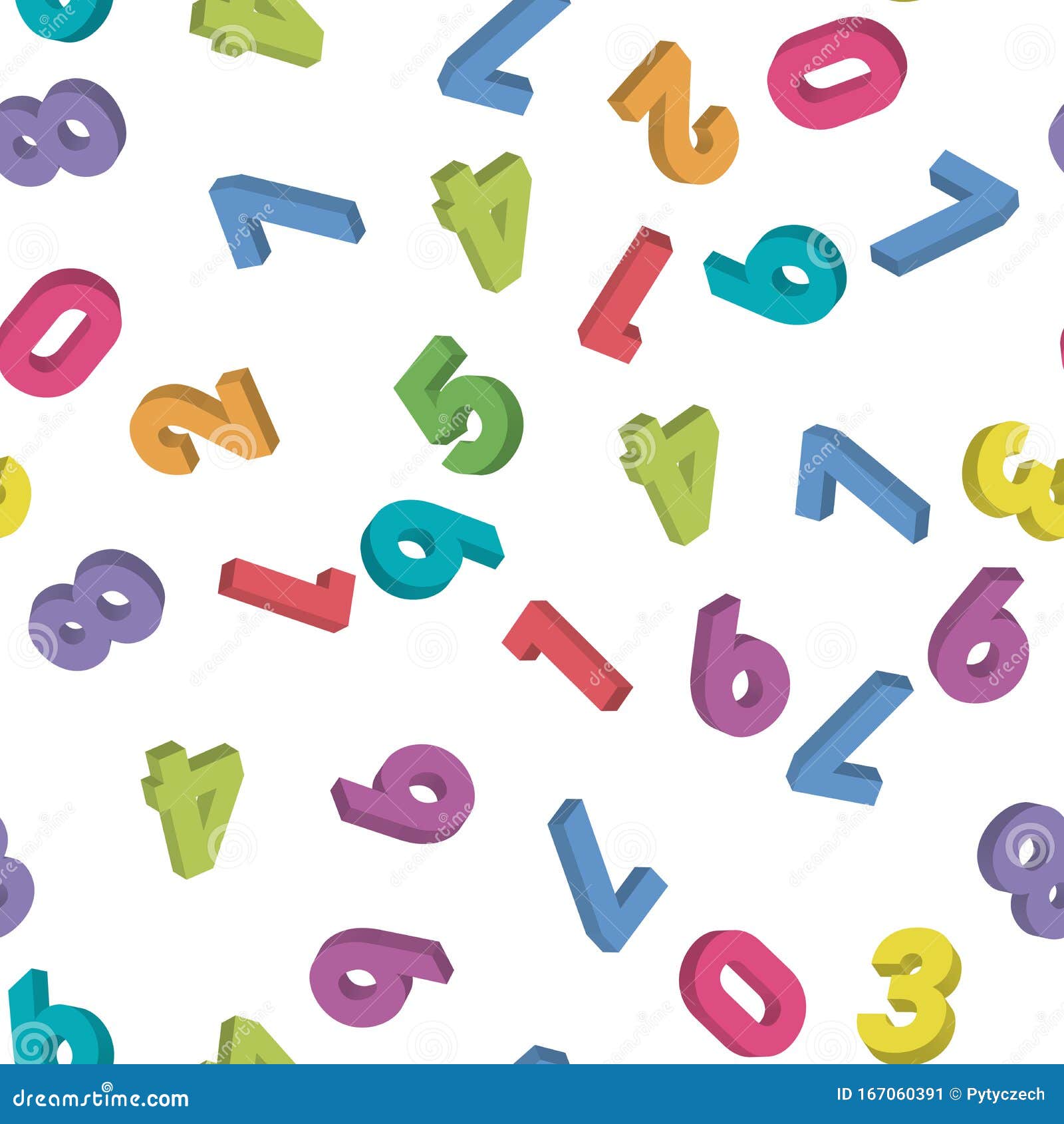 Mosaic of Colorful 3D Digits. Background of Numbers Stock Vector ...