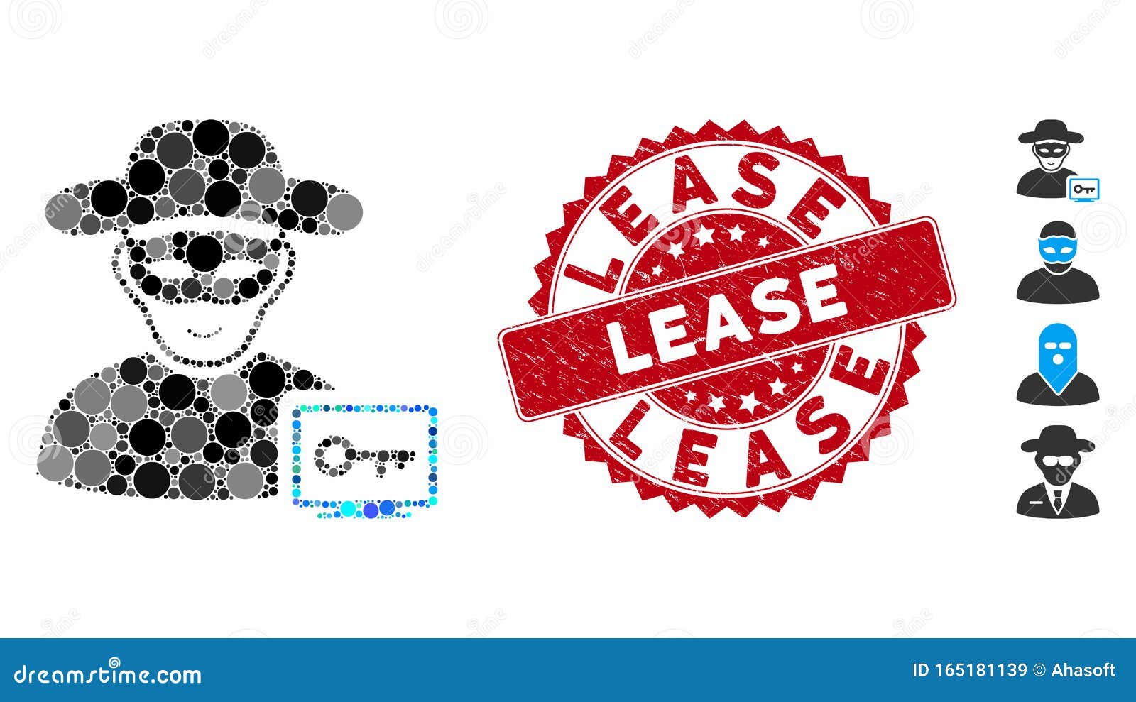 Mosaic Computer Hacker Icon with Textured Lease Seal Stock Illustration ...