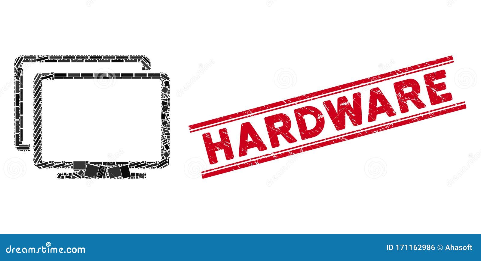 Computers Mosaic and Scratched Hardware Watermark with Lines Stock ...