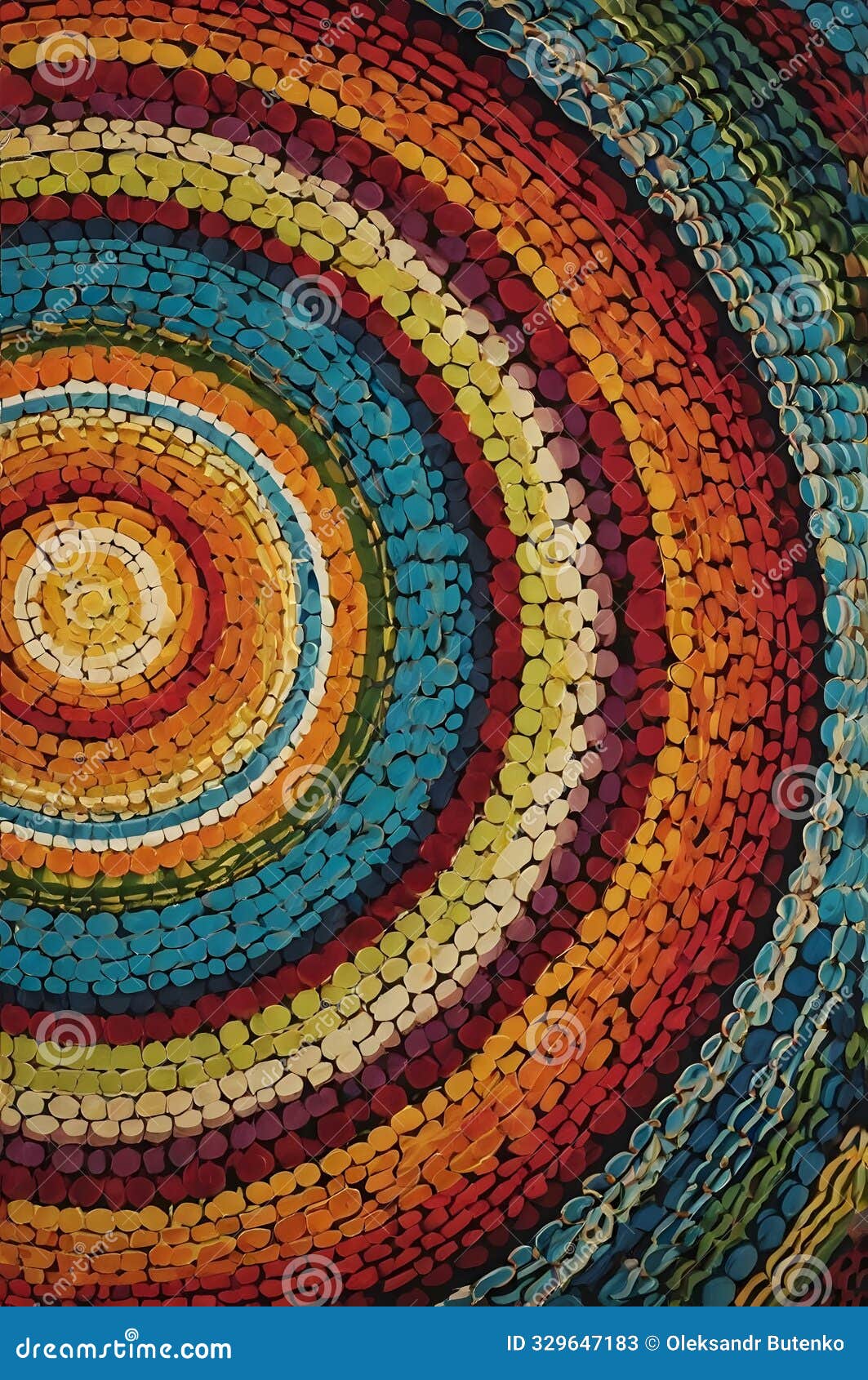 A Mosaic of Concentric Circles with Alternating Colours and Patterns ...