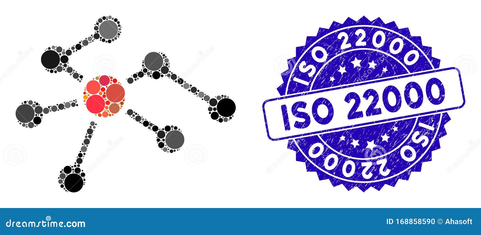 Mosaic Connections Icon with Scratched ISO 22000 Seal Stock Vector ...