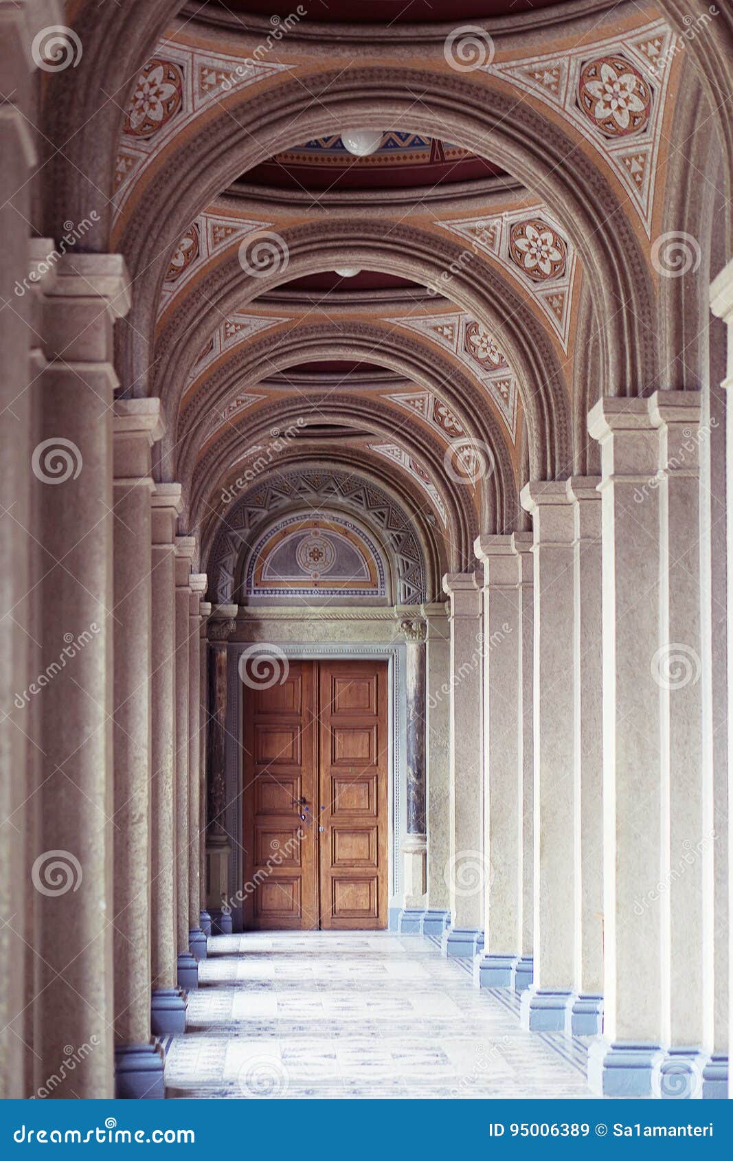 A Mosaic Corridor with Columns, an Architectural Monument Stock Image ...