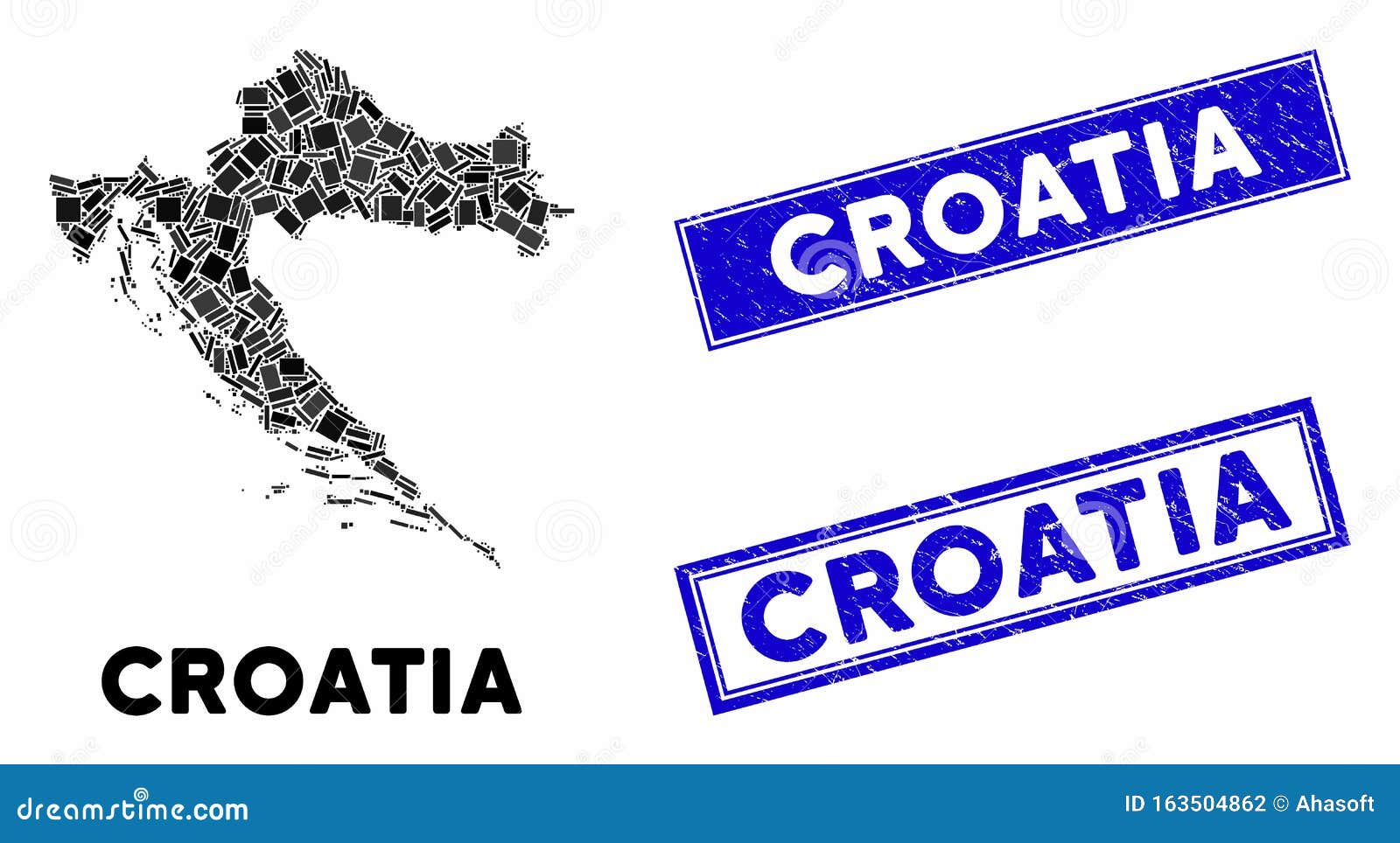 Mosaic Croatia Map and Scratched Rectangle Watermarks Stock ...