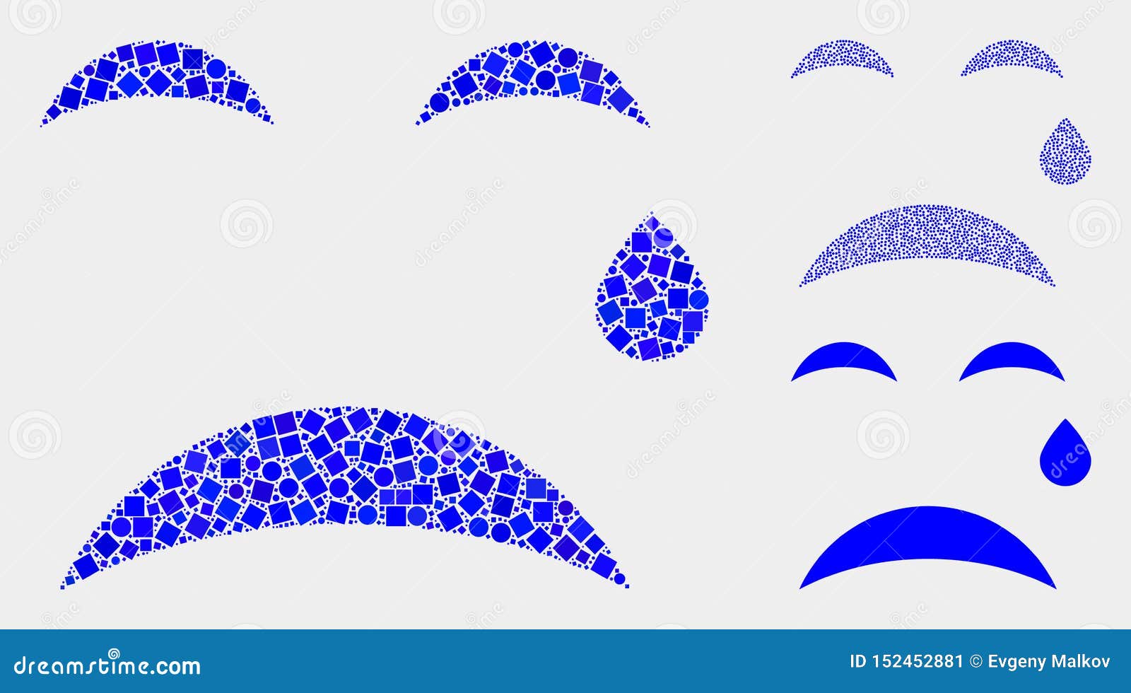Crying Smiley Icon Collages of Squares and Circles Stock Vector ...