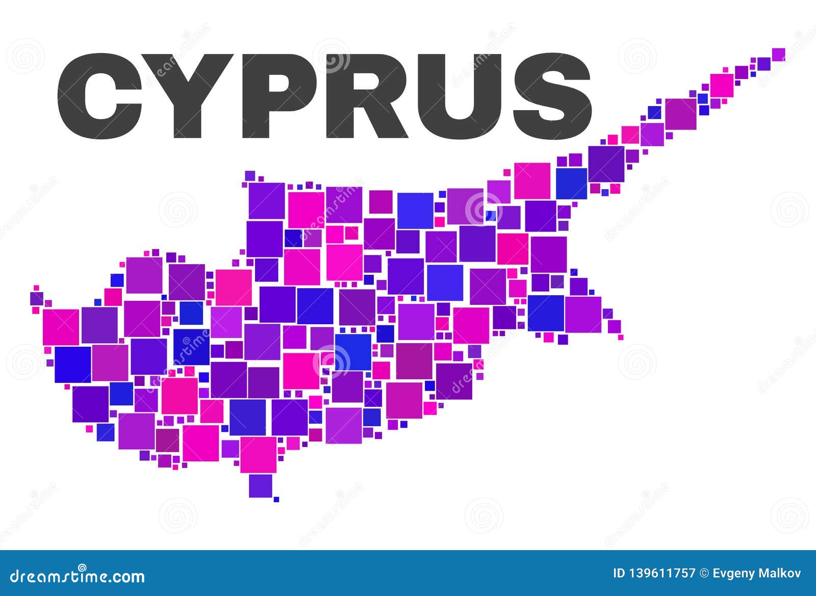 Mosaic Cyprus Map of Square Elements Stock Vector - Illustration of ...