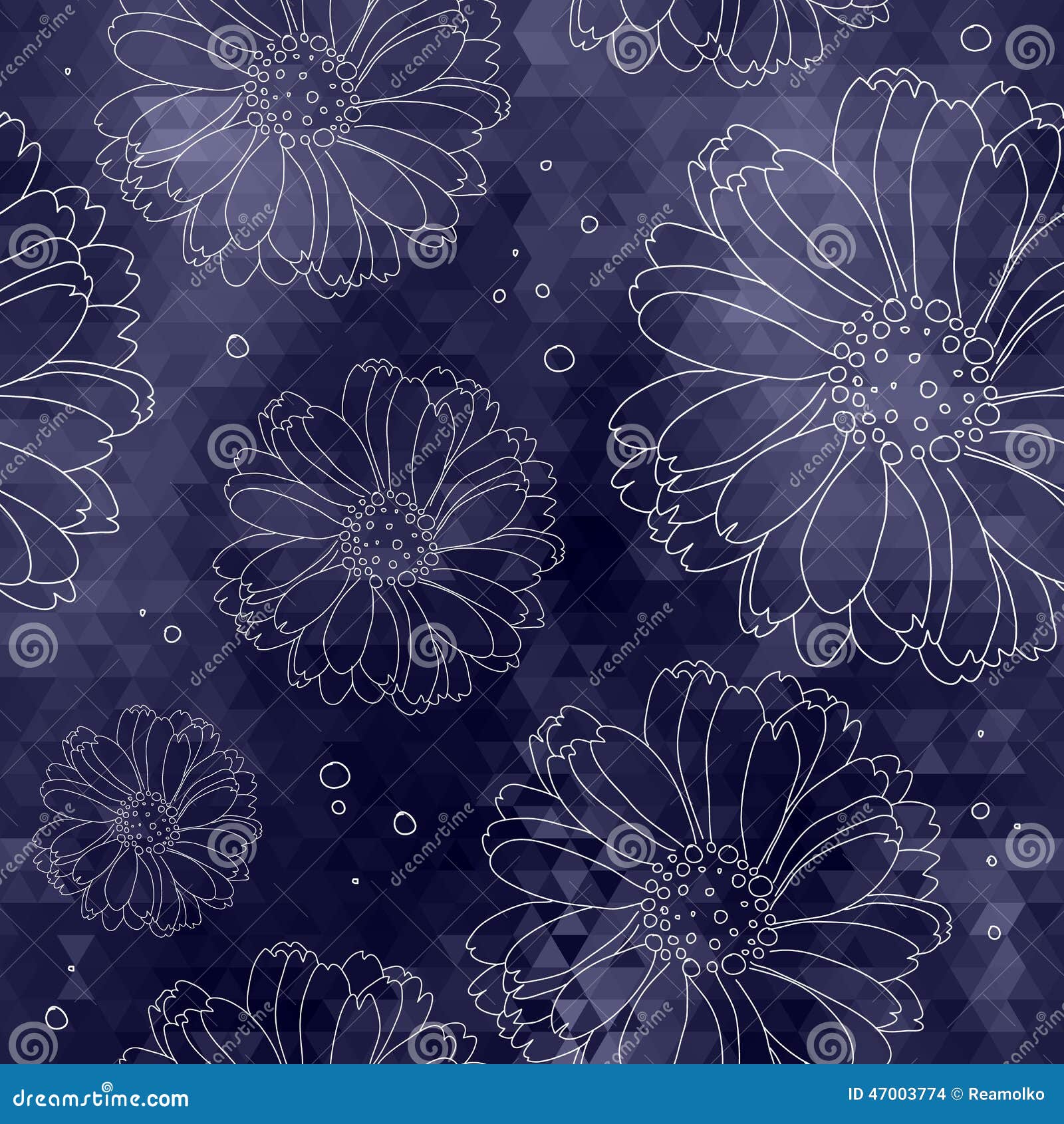 Mosaic Dark Flower Background. Floral Pattern. Stock Vector ...