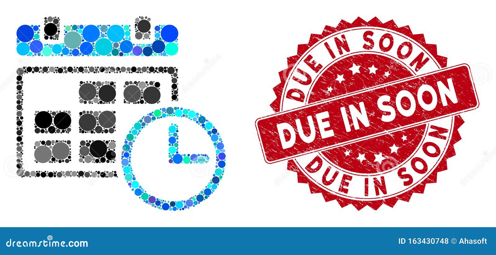 Mosaic Date and Time with Grunge Due in Soon Stamp Stock Vector ...