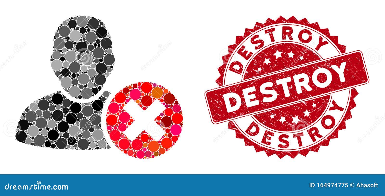 Mosaic Delete User with Grunge Destroy Seal Stock Illustration ...