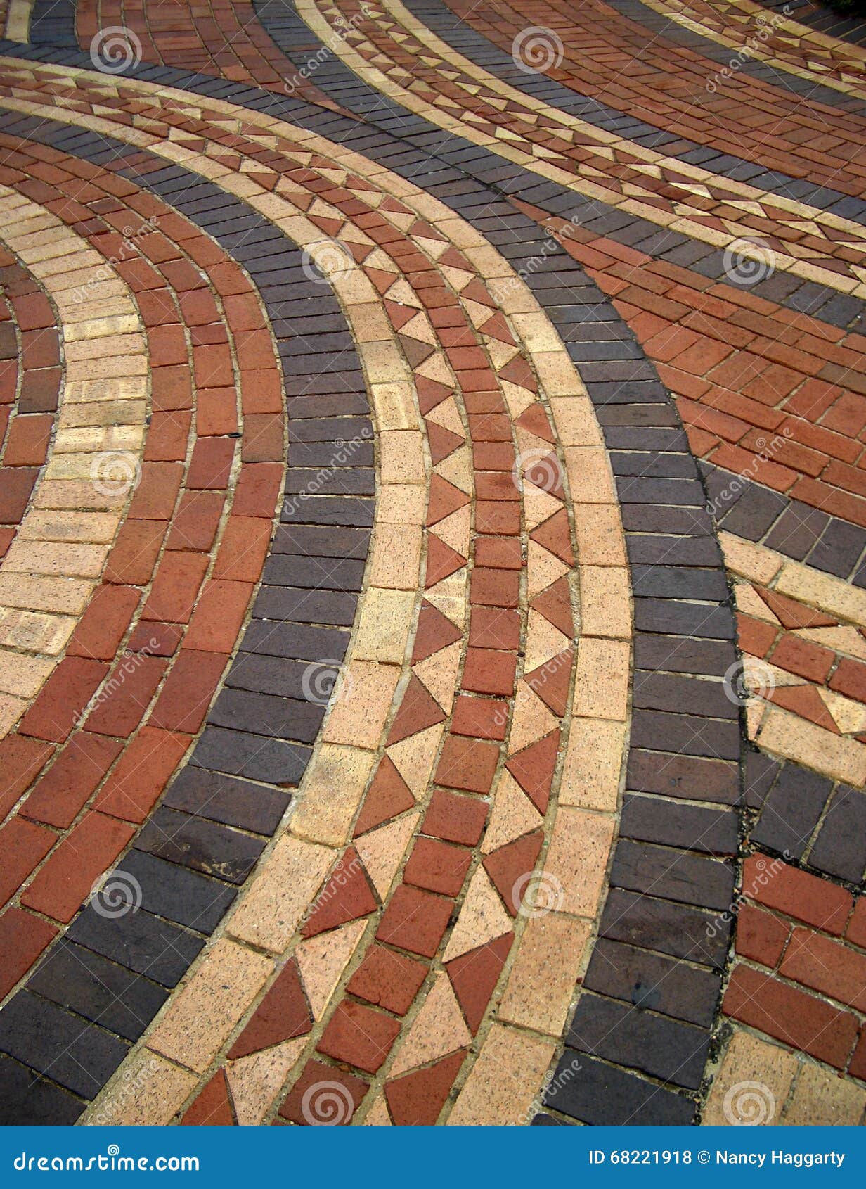 Mosaic Design in Brick Walkway Stock Photo - Image of exterior, plaza ...