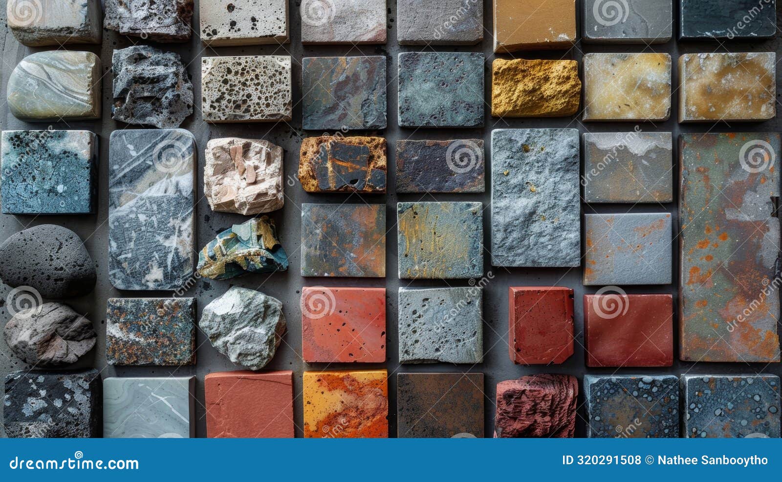 A Mosaic of Different Types of Rocks and Minerals Stock Illustration ...